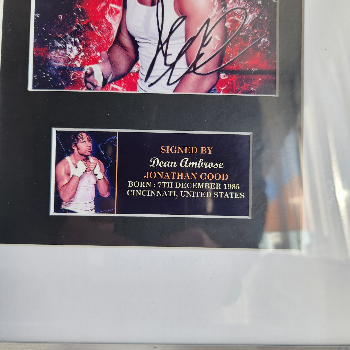 WWE Dean Ambrose Framed Signed Print Autograph Photo A4 Portrait WWF W ...